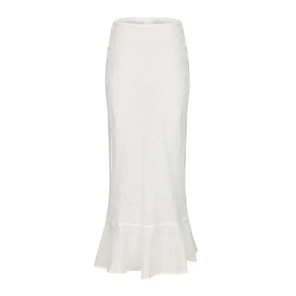 NUAJE NUAJE Flare-hem Bias Skirt In Cotton Eyelet