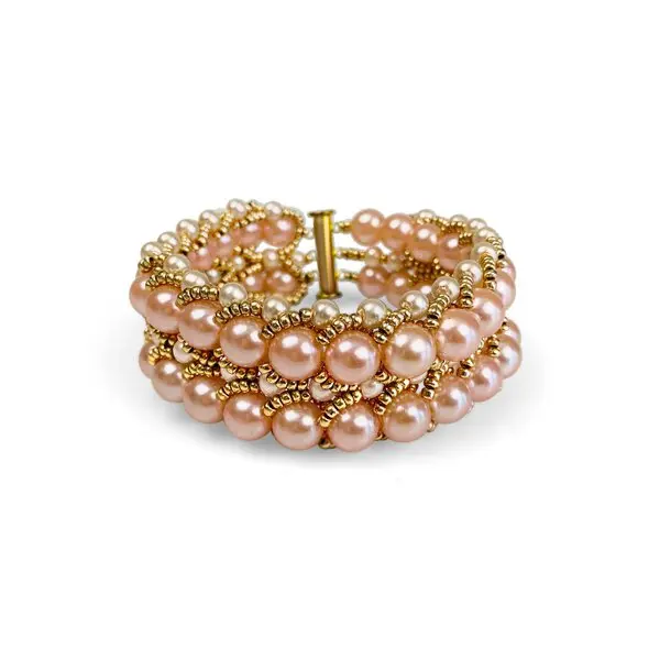 BELLUS DOMINA Faux Prearl Beaded Statet Bracelet - Gold