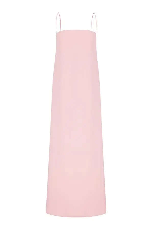 NAZLI CEREN Aella Long Satin Dress In Tint - Pink
