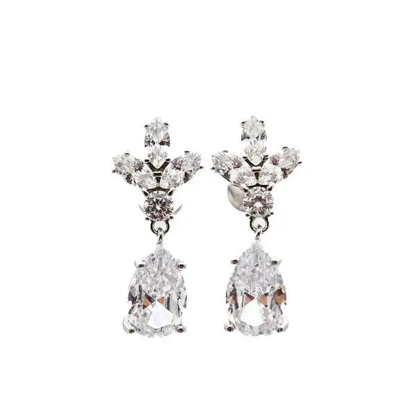MISS CECILIA Crystal Earrings - Silver