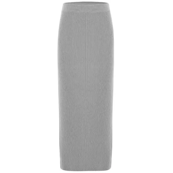 PERALUNA Rib Knitted Cashmere Blend Knitwear Pencil Skirt Melange