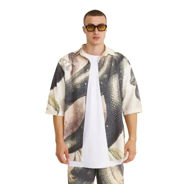 MYSIMPLICATED Short Sleeve Shirt In With Snake Design Recycled Fabric