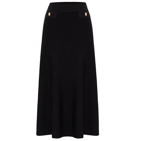 PERALUNA Vivien Midi Flared Knit Skirt