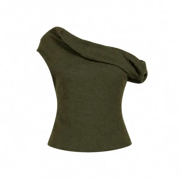 ELAMINS Shoulder Twist Top Olive