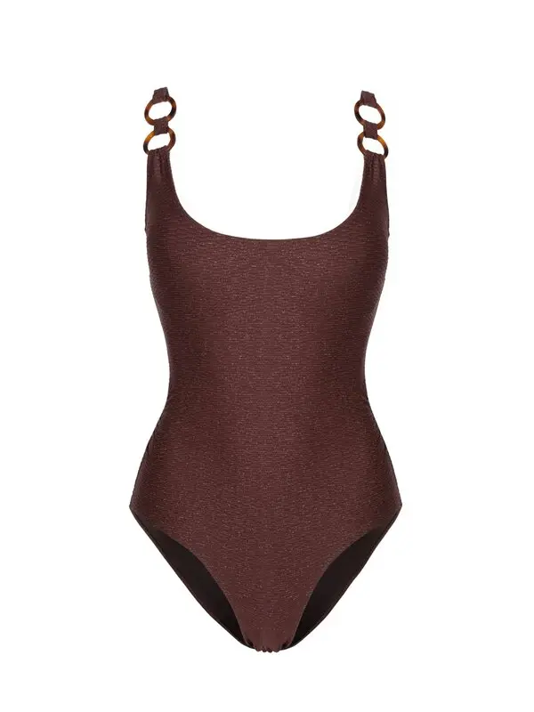 CHANGE OF SCENERY Neutrals/ Chloe Tank One Piece In Cacao Metallic - Gold/brown