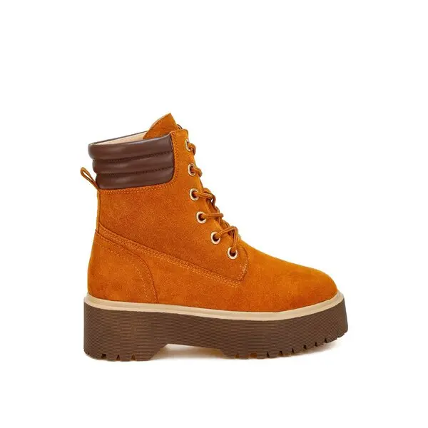RAG & CO Parula High Ankle Suede Boots In Tan By