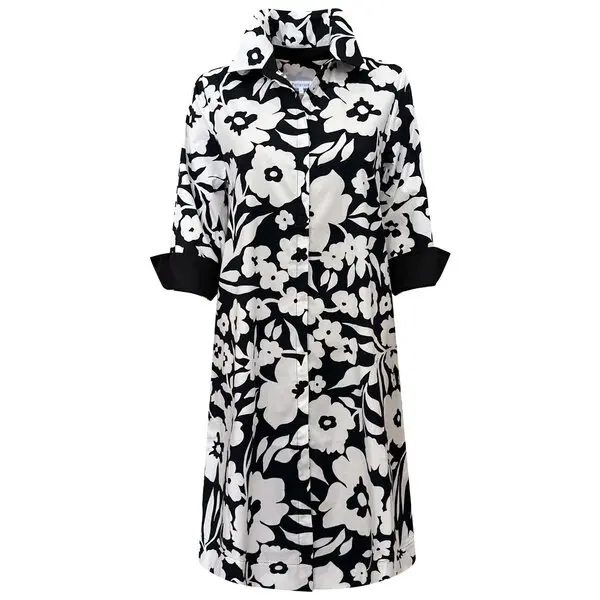 PERLAVERA Neil Floral B-w Midi Dress
