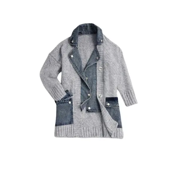 Saachi Denim Knit Gainsboro Cardigan - Grey