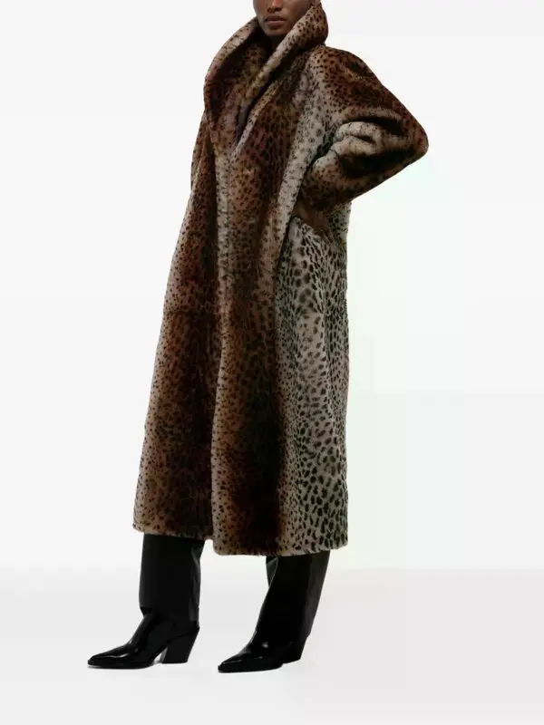 DUCIE Victoria Leopard-print Shearling Coat