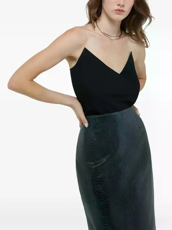 DUCIE Chloe Python-effect Leather Midi Skirt