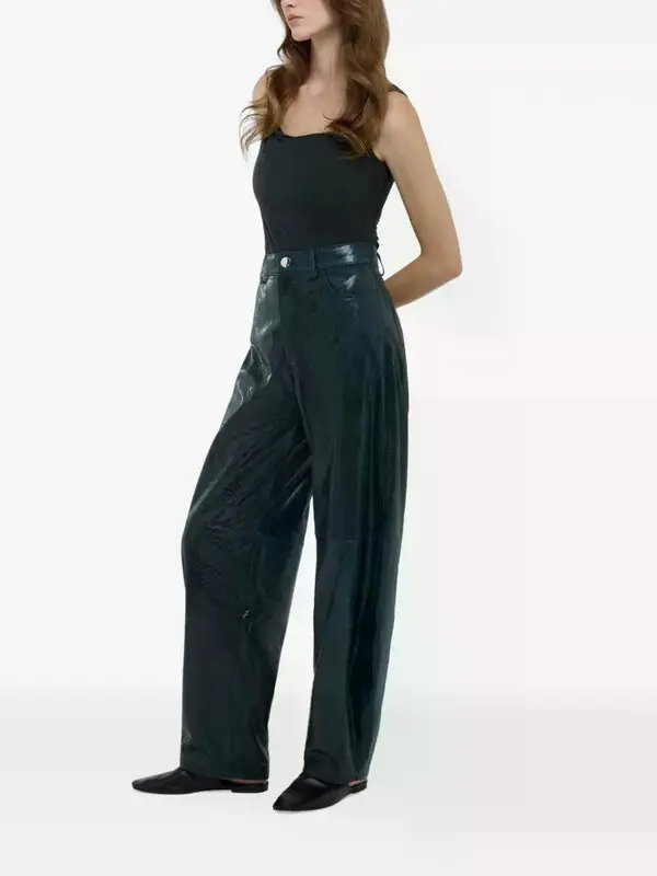DUCIE Billie Python-embossed Leather Trousers
