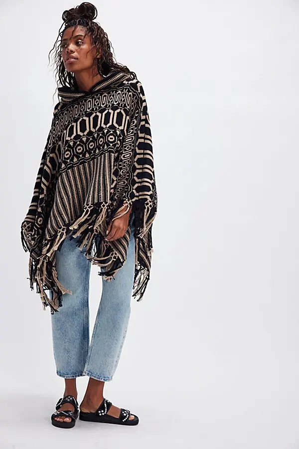 Free People Forever Peruvian Poncho Jacket At