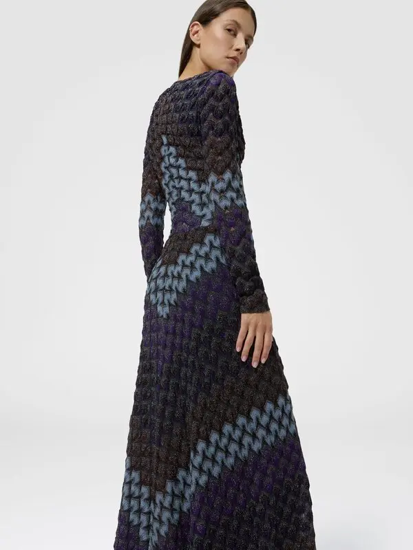Missoni Long Viscose Lamé Dress With V-neck