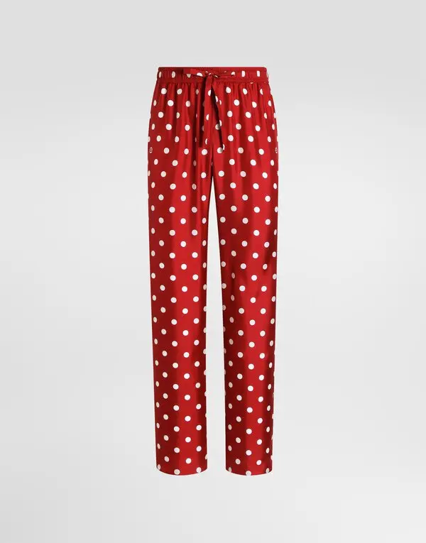 Dolce & Gabbana Polka Dot-print Vanity Silk Twill Trousers Pants And Shorts - Multicolor