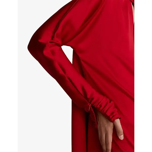 REISS Ottilie Cape-detail Satin Mini Dress