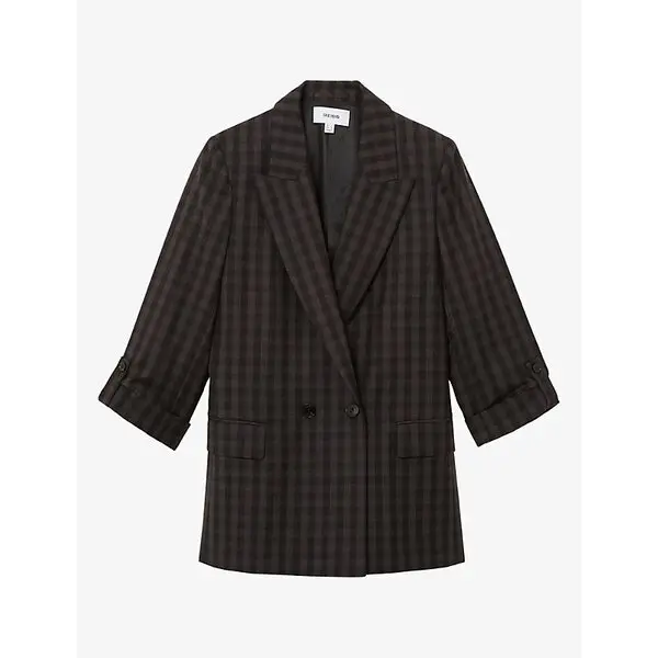 REISS Nolah Checked Wool Blazer