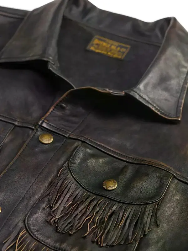 Ralph Lauren Fringe-trimmed Distressed-leather Jacket