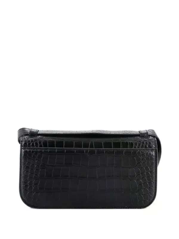 Balenciaga Gossip Flap Bag Crocodile Embossed Leather Small Shoulder Bag