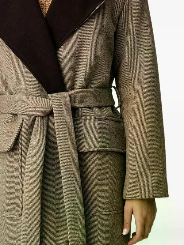 FRACOMINA Herringbone Belted Coat