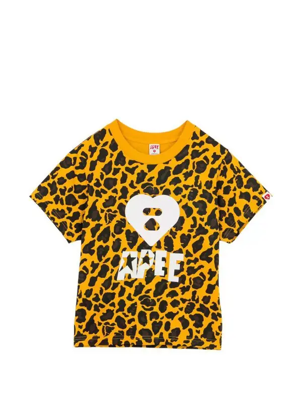 AAPE BY *A BATHING APE Leopard-print Logo-print T-shirt