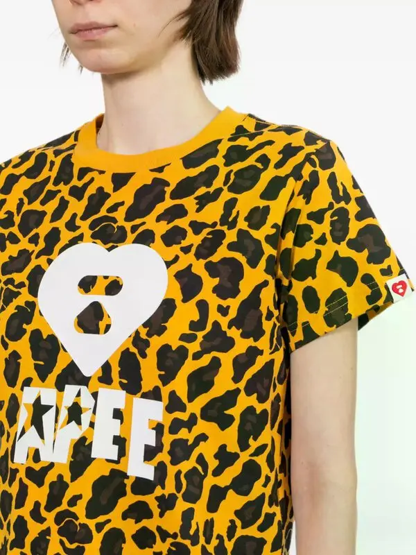 AAPE BY *A BATHING APE Leopard-print Logo-print T-shirt
