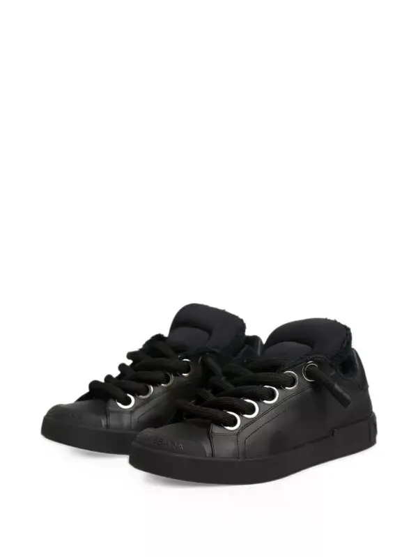 Dolce & Gabbana Portofino Leather Sneakers - Black