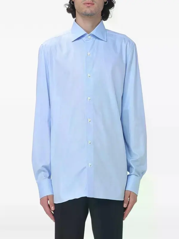 LUIGI BORRELLI Spread-collar Button-down Shirt