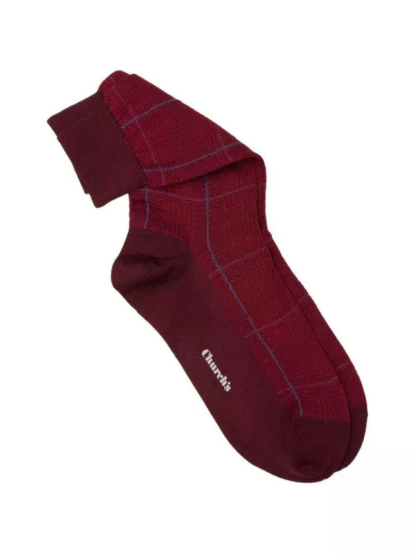 Church's Prince Of Wales Check Socks - Red
