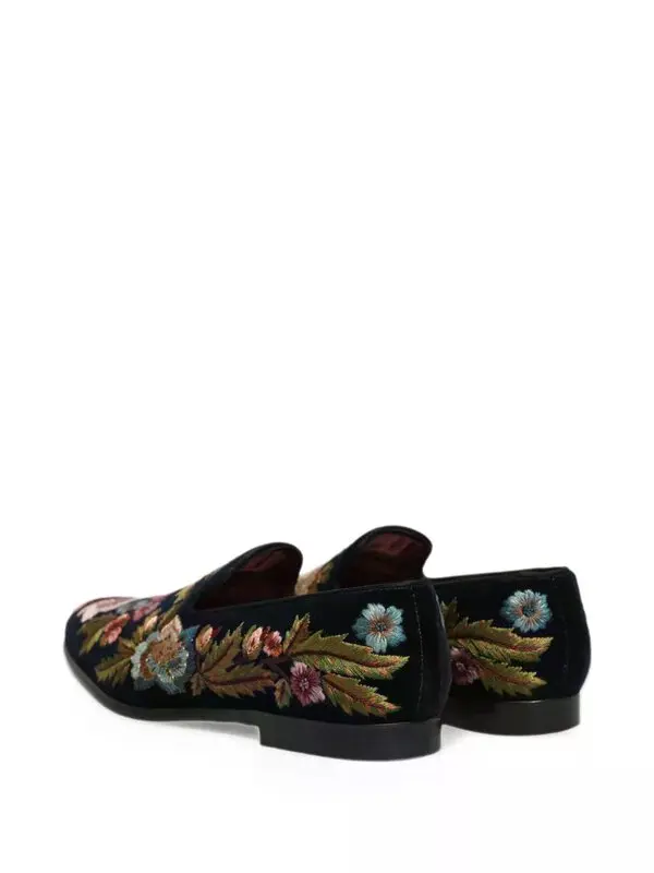 Dolce & Gabbana Floral-embroidered Velvet Loafers