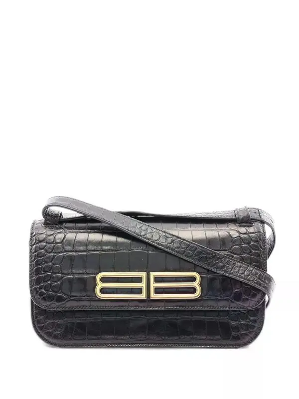 Balenciaga 2010s Gossip Croc-embossed Shoulder Bag