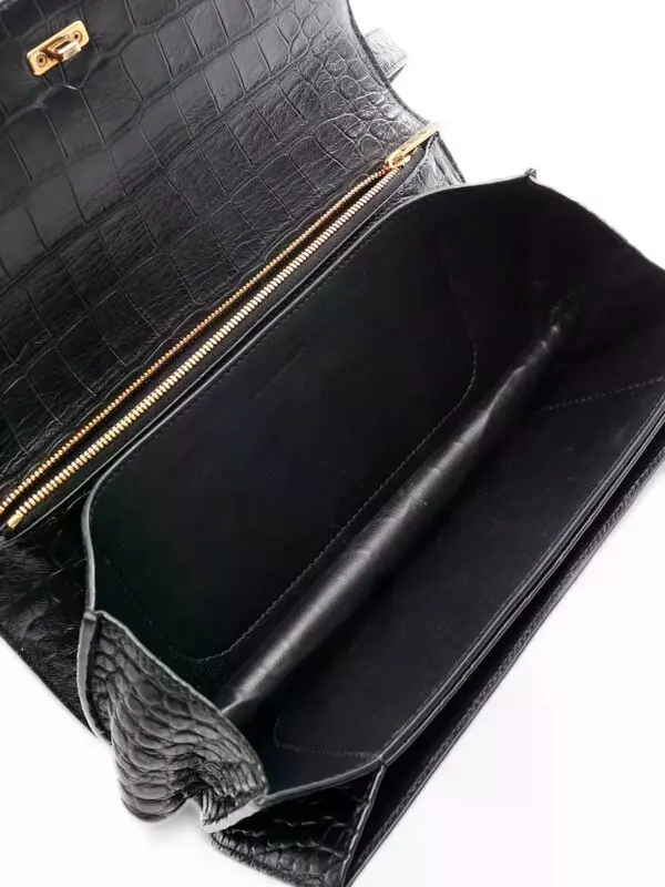 Balenciaga 2010s Gossip Croc-embossed Shoulder Bag