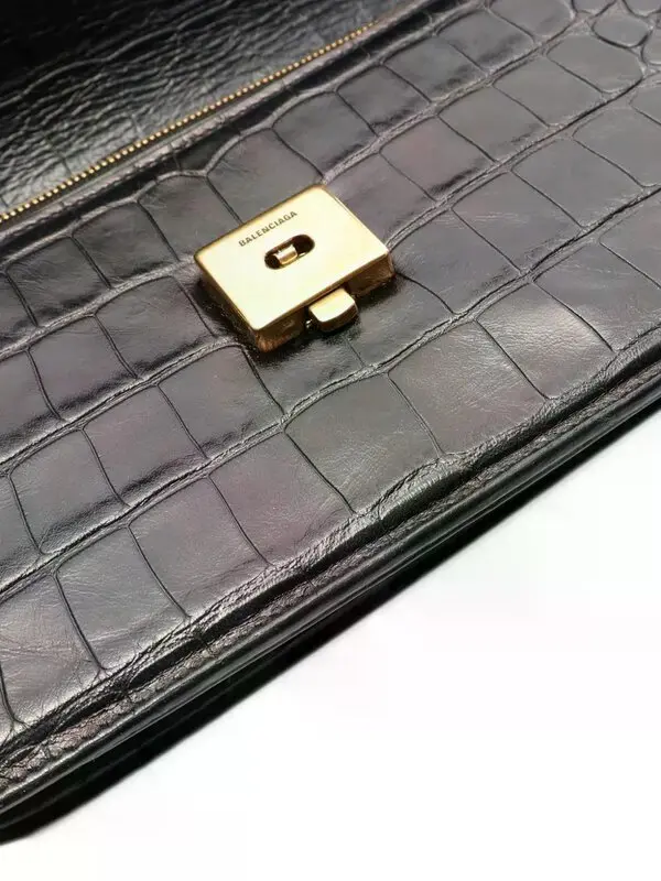 Balenciaga 2010s Gossip Croc-embossed Shoulder Bag