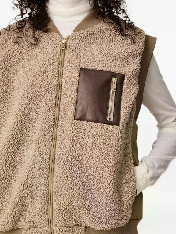 MOS MOSH Fleece-texture Panelled Gilet