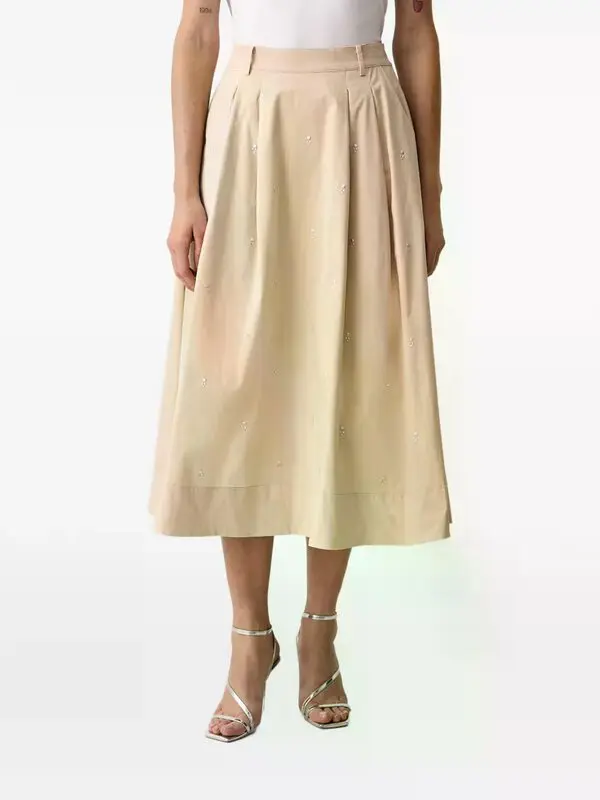 MORGAN Stud-embellished Pleated Midi Skirt