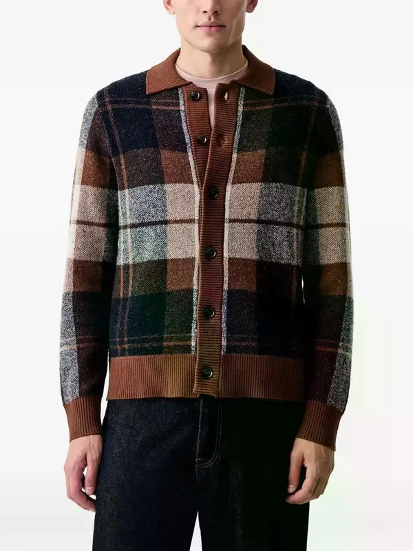 MOS MOSH Wando Check-pattern Cardigan