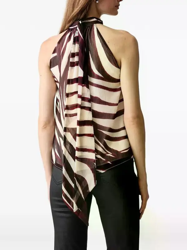 MORGAN Zebra-print Halterneck Blouse