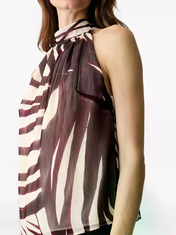MORGAN Zebra-print Halterneck Blouse