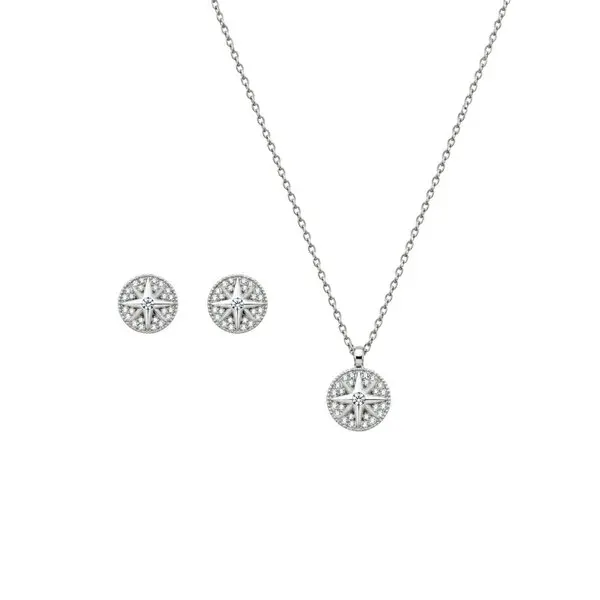 UCHI & SOTO Enso Star Pendant Necklace & Earrings Set - Silver