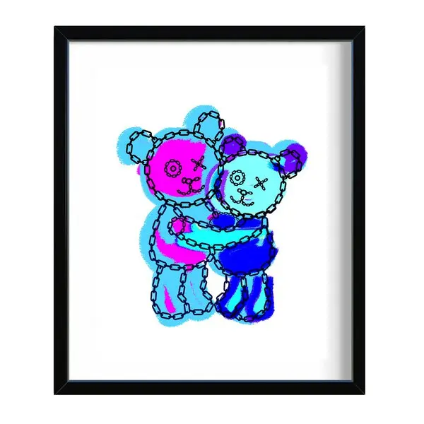 X ILONA BLUE Kindred Spirits Graffiti Bear Fine Art Giclée Print