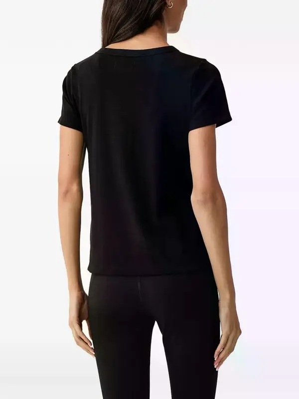 Dkny Logo-patch Ribbed T-shirt - Black