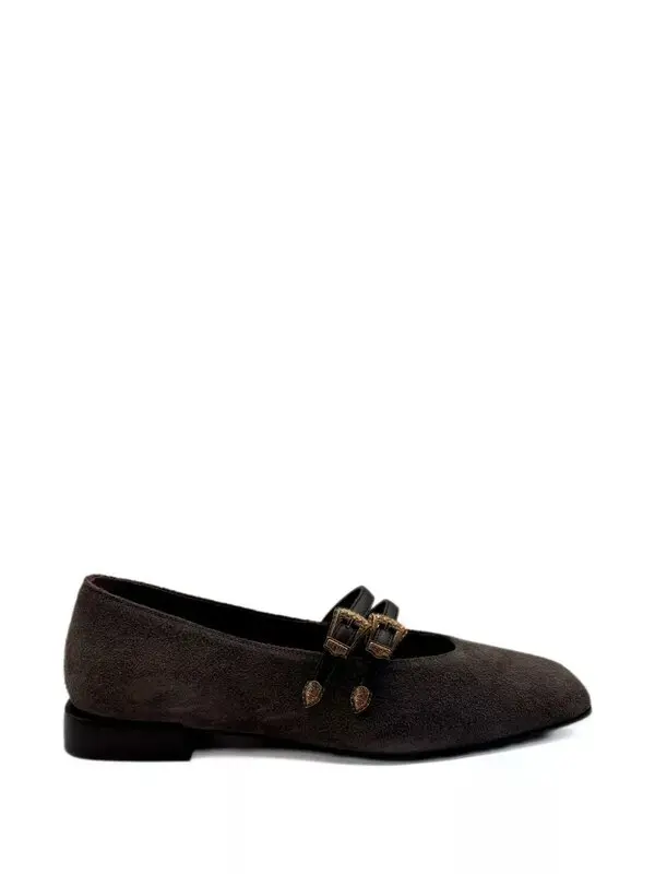 Roberto Festa Buckle-detail Square-toe Ballet Flats - Brown