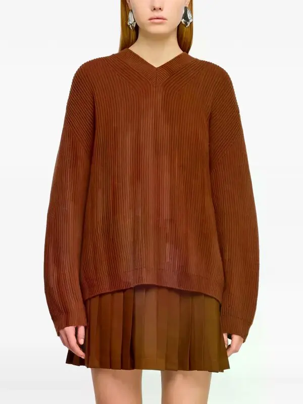 SEMICOUTURE Olivia Knitted-top Buckle-detail Pleated-skirt Dress - Brown