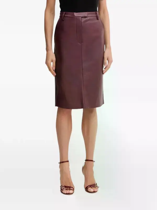 Bardot Belt-loops Rear-slit Midi Skirt