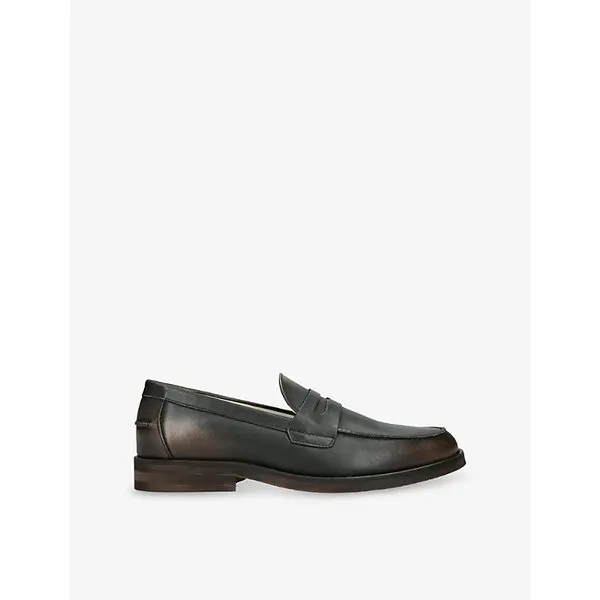 DUKE + DEXTER Wilde Distressed Leather Penny Loafers