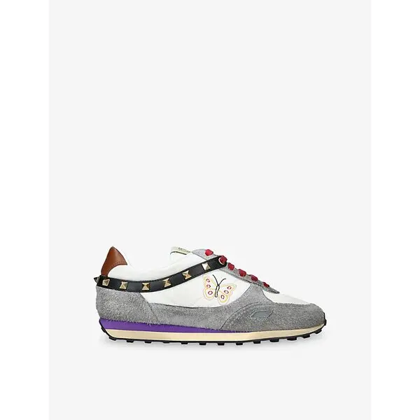 Valentino Garavani Stud Up Leather And Nylon Trainers