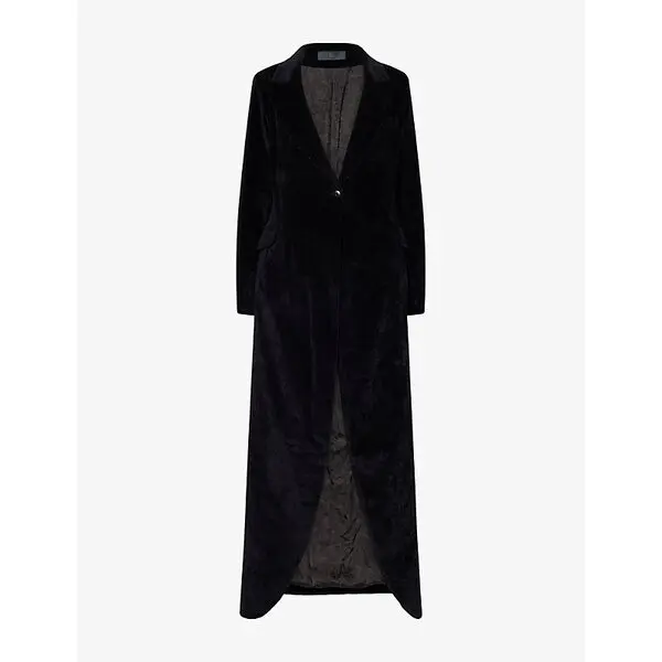 MARC LEBIHAN Peak-lapel Single-breasted Velvet Coat