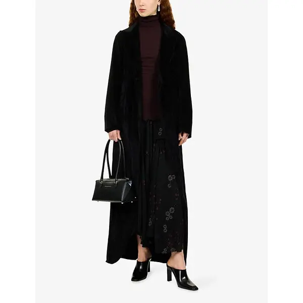 MARC LEBIHAN Peak-lapel Single-breasted Velvet Coat