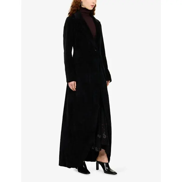 MARC LEBIHAN Peak-lapel Single-breasted Velvet Coat