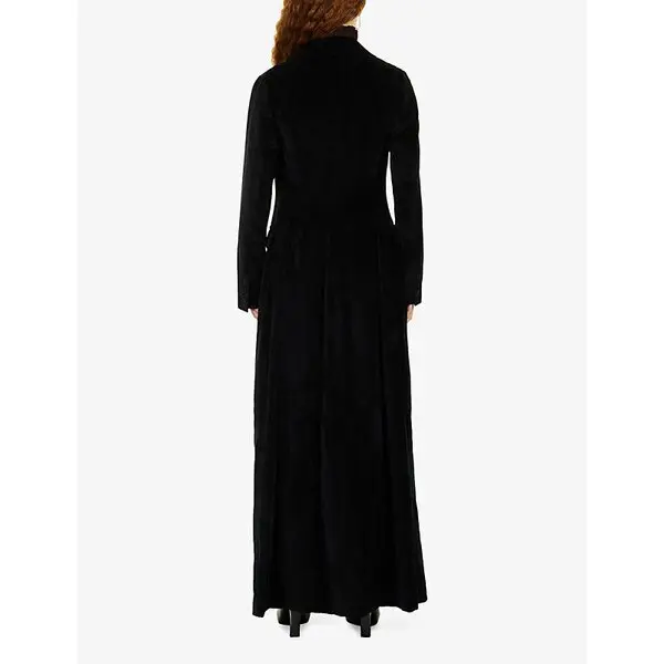 MARC LEBIHAN Peak-lapel Single-breasted Velvet Coat