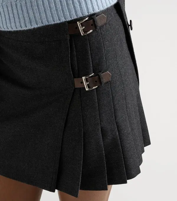 Prada Re-wool Pleated Mini Skirt